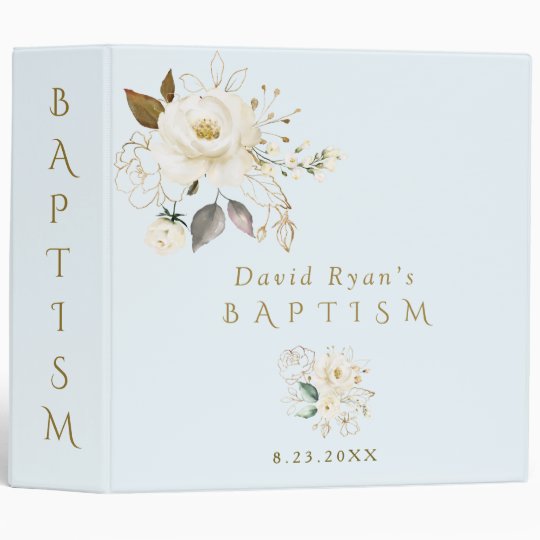Unique White Gold Floral Baptism Photo Album 3 Ring Binder | Zazzle.com
