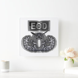 Uniquely Designed Commemorative EOD Square Wall Clock | Zazzle