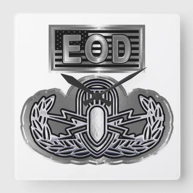 Uniquely Designed Commemorative EOD Square Wall Clock | Zazzle