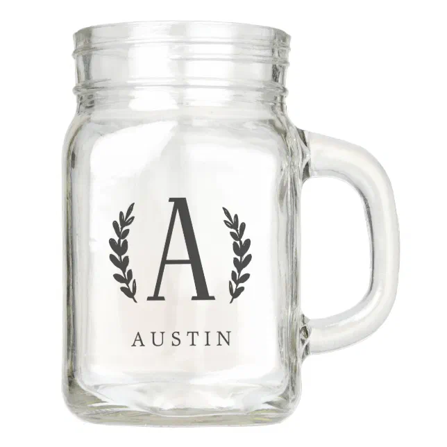 Unisex Monogrammed Custom Name | Mason Jar | Zazzle