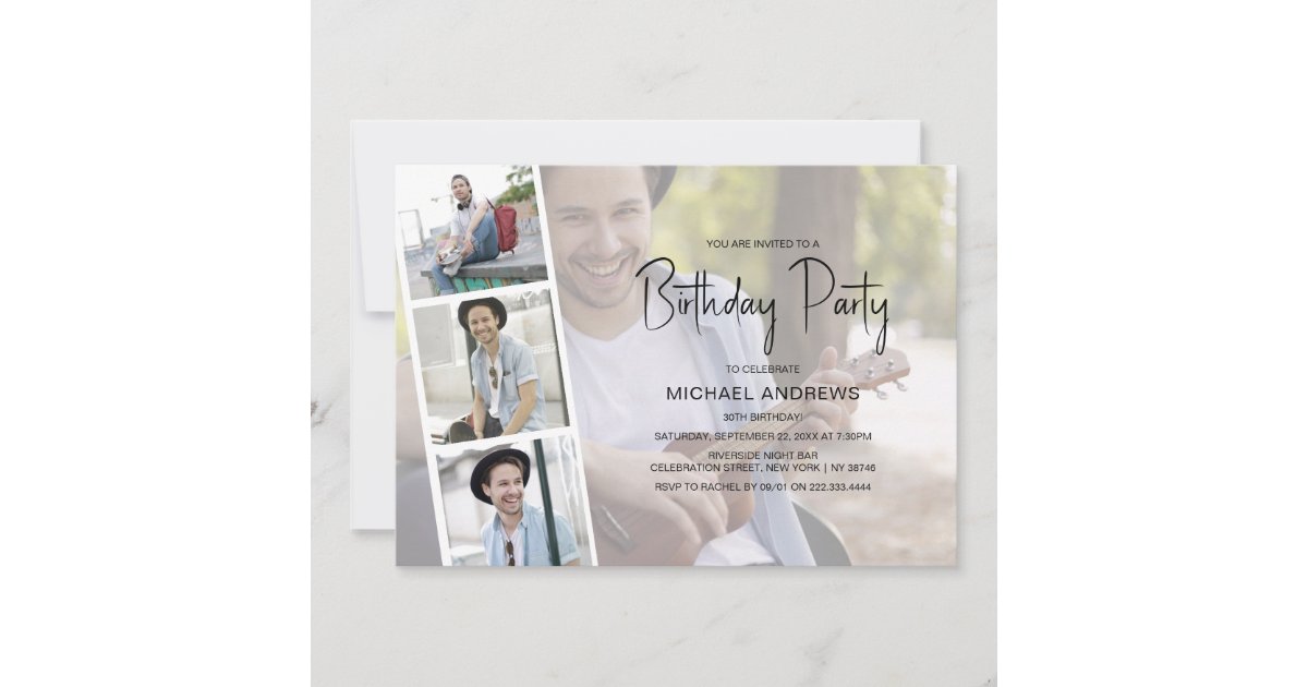 Unisex | Photo Collage | Birthday Invitation | Zazzle