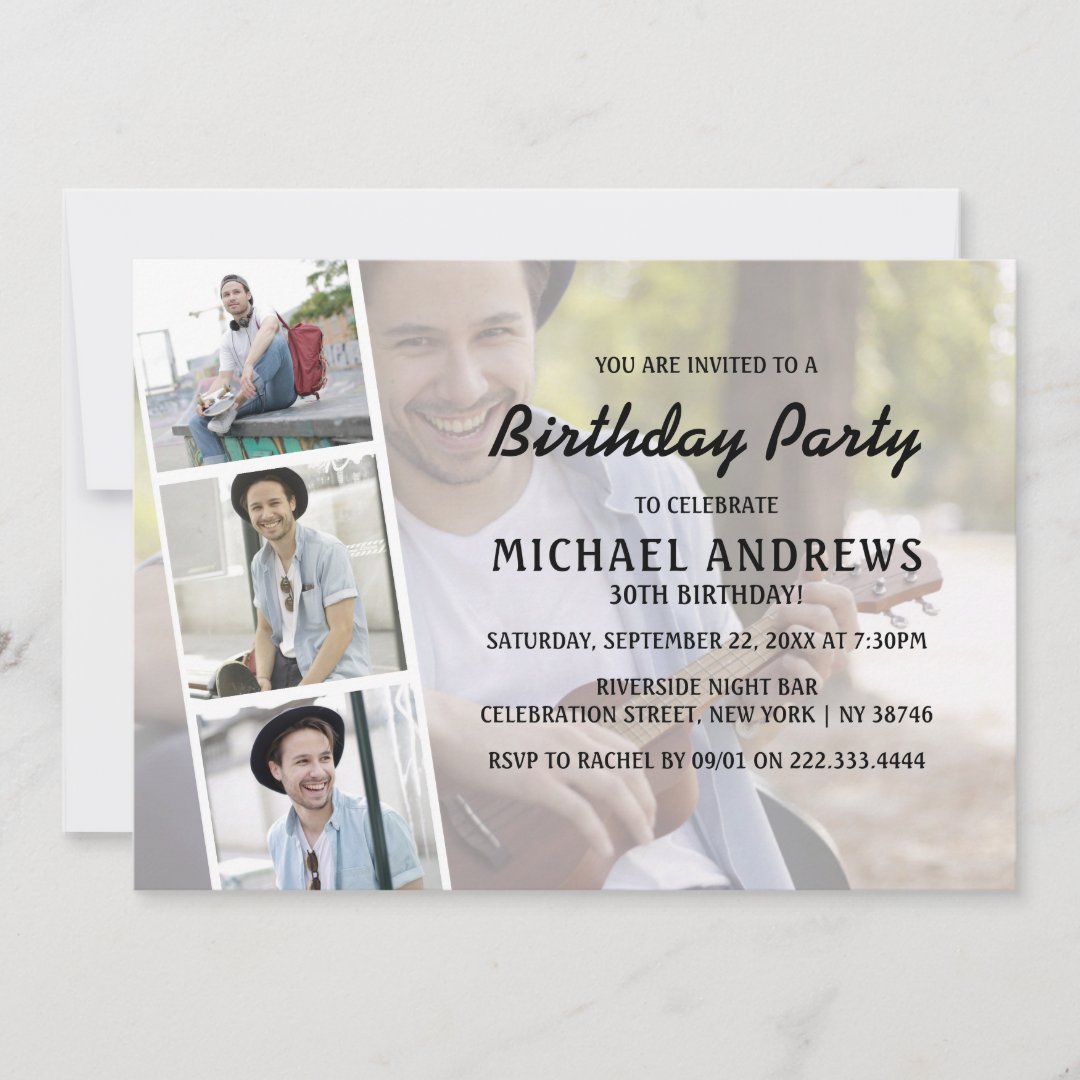 Unisex | Photo Collage | Birthday Invitation | Zazzle