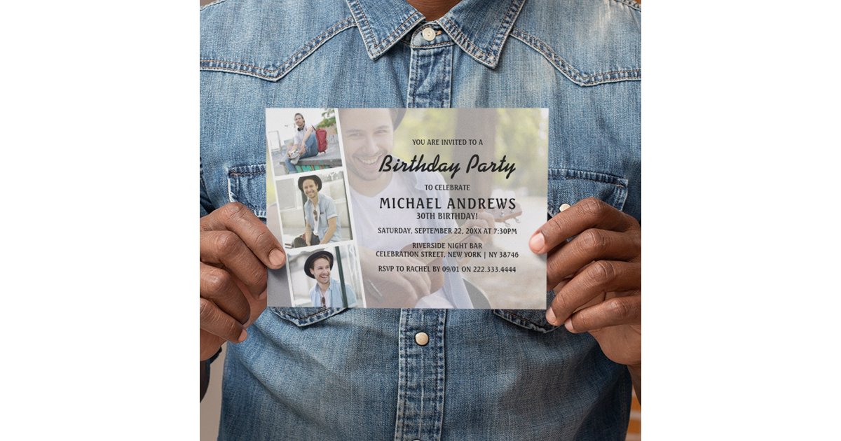 Unisex | Photo Collage | Birthday Invitation | Zazzle