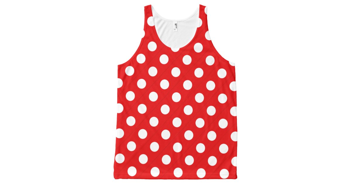 Unisex Red Tank Top with White Polka-Dots | Zazzle