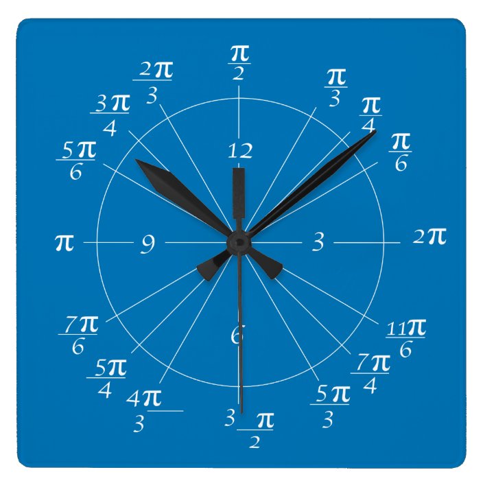 Unit Circle Clock-Blue Square Wall Clock | Zazzle.com
