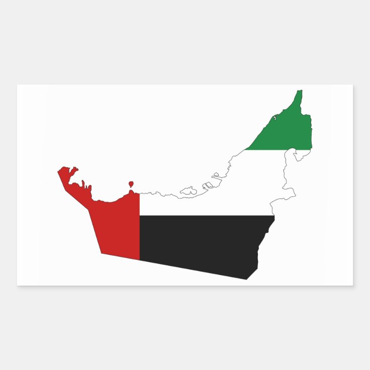 united arab emirates country flag map shape symbol rectangular sticker ...