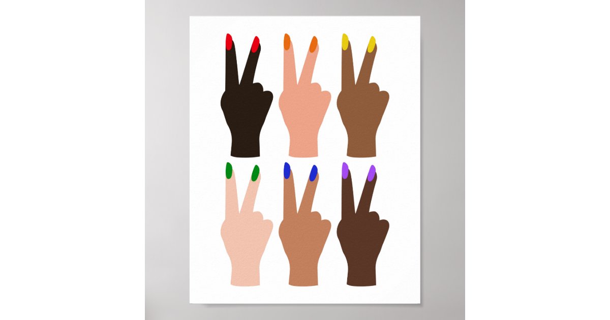 United Diversity Peace Signs Rainbow Colors | Zazzle