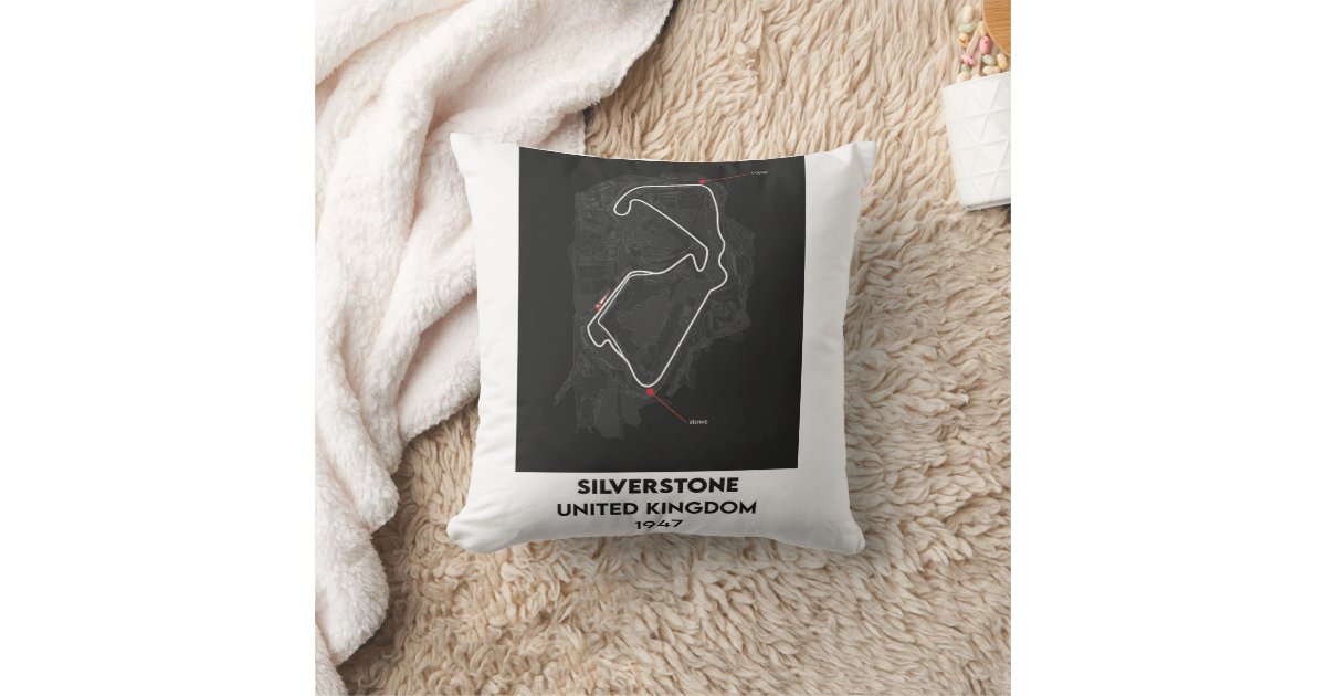 United Kingdom F1 circuit map Throw Pillow | Zazzle