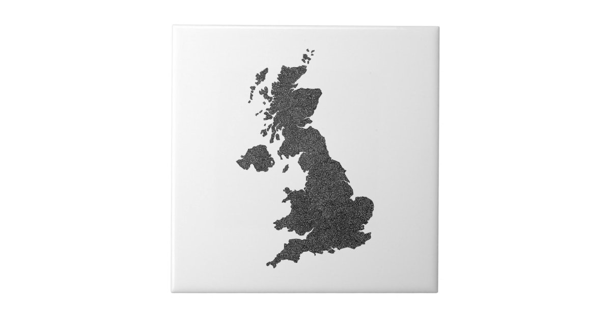 United Kingdom Map Design with Hidden Borders Ceramic Tile | Zazzle