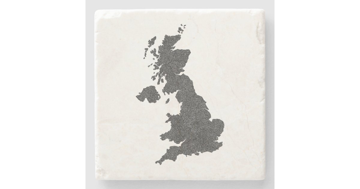 United Kingdom Map Design with Hidden Borders Stone Coaster | Zazzle