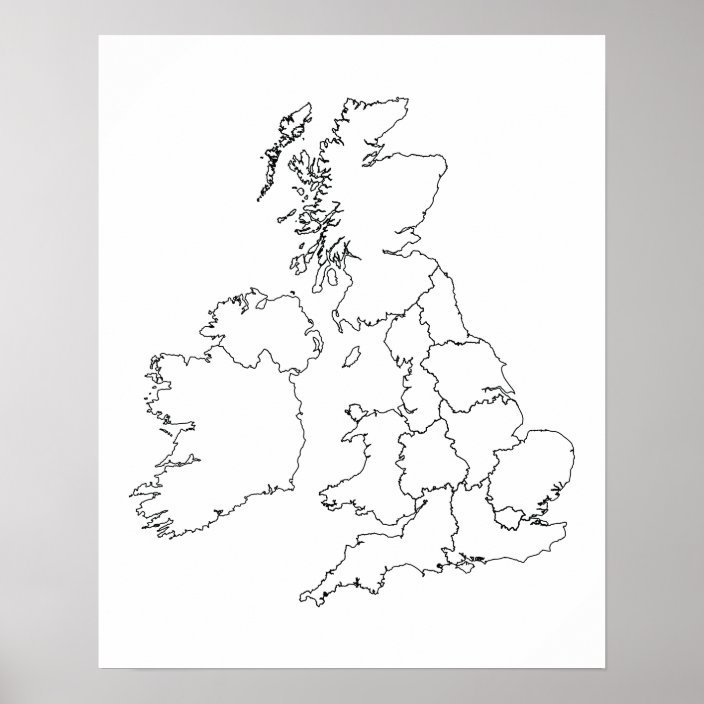 United Kingdom Outline Poster | Zazzle.com