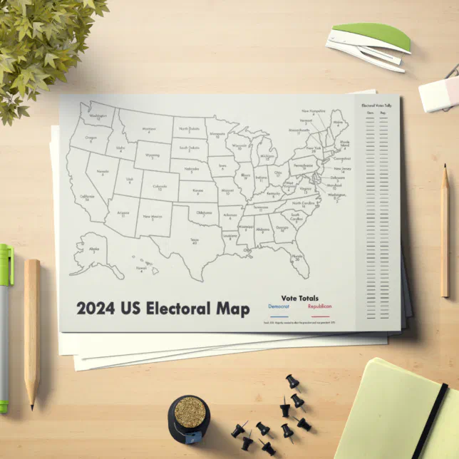 United States 2024 Electoral College Map Homework Paper Pad | Zazzle