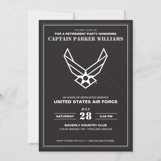 United States Air Force Logo - Black Invitation | Zazzle