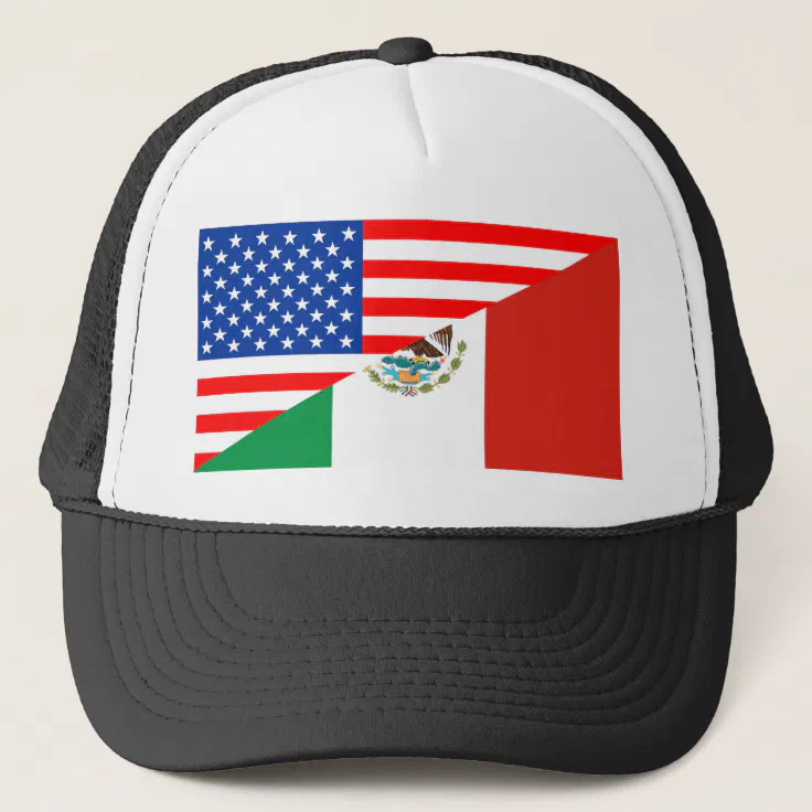 united states america mexico half flag usa country trucker hat | Zazzle