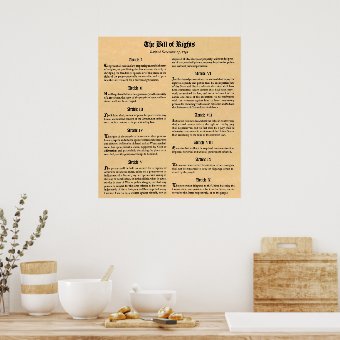 United States Bill of Rights First Ten Amendments Poster | Zazzle