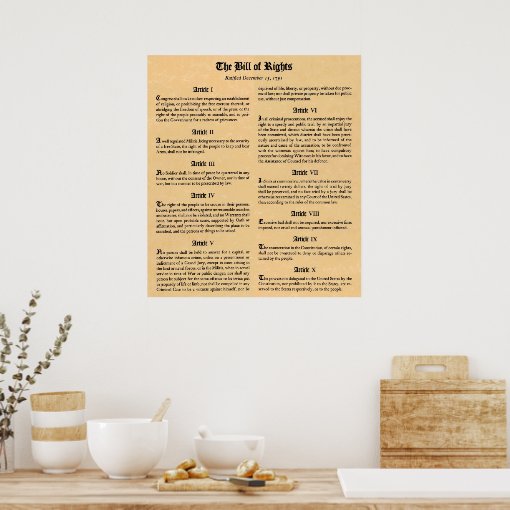 United States Bill of Rights First Ten Amendments Poster | Zazzle