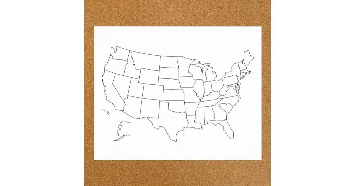 United States blank map US outline poster | Zazzle
