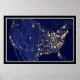United States City Lights at Night Satellite Map Poster | Zazzle