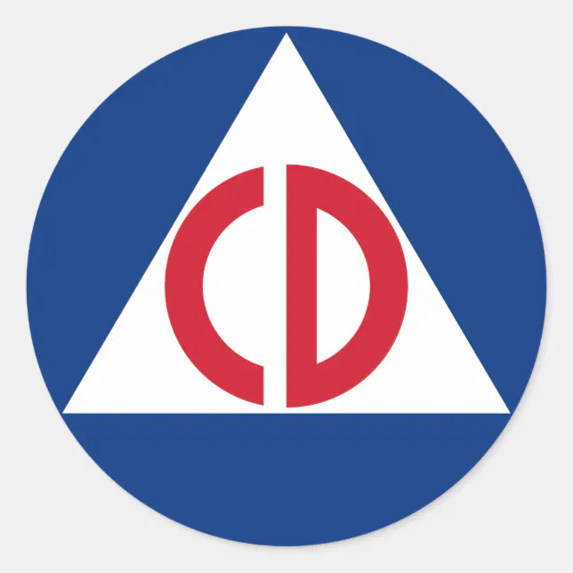 United States Civil Defense Logo Vintage Symbol Classic Round Sticker ...