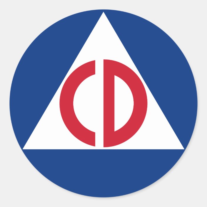United States Civil Defense Logo Vintage Symbol Classic Round Sticker ...