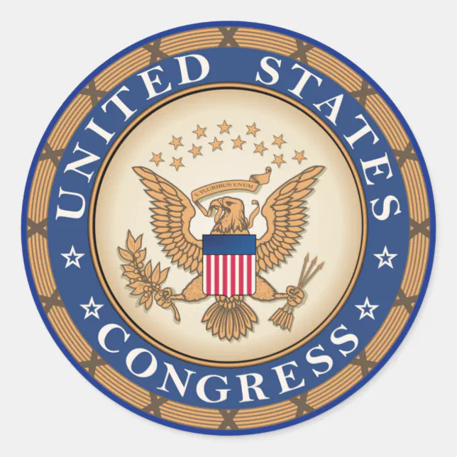 United States Congress Classic Round Sticker | Zazzle