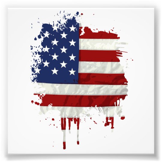 United States Flag Paint Splatter Photo Print | Zazzle.com