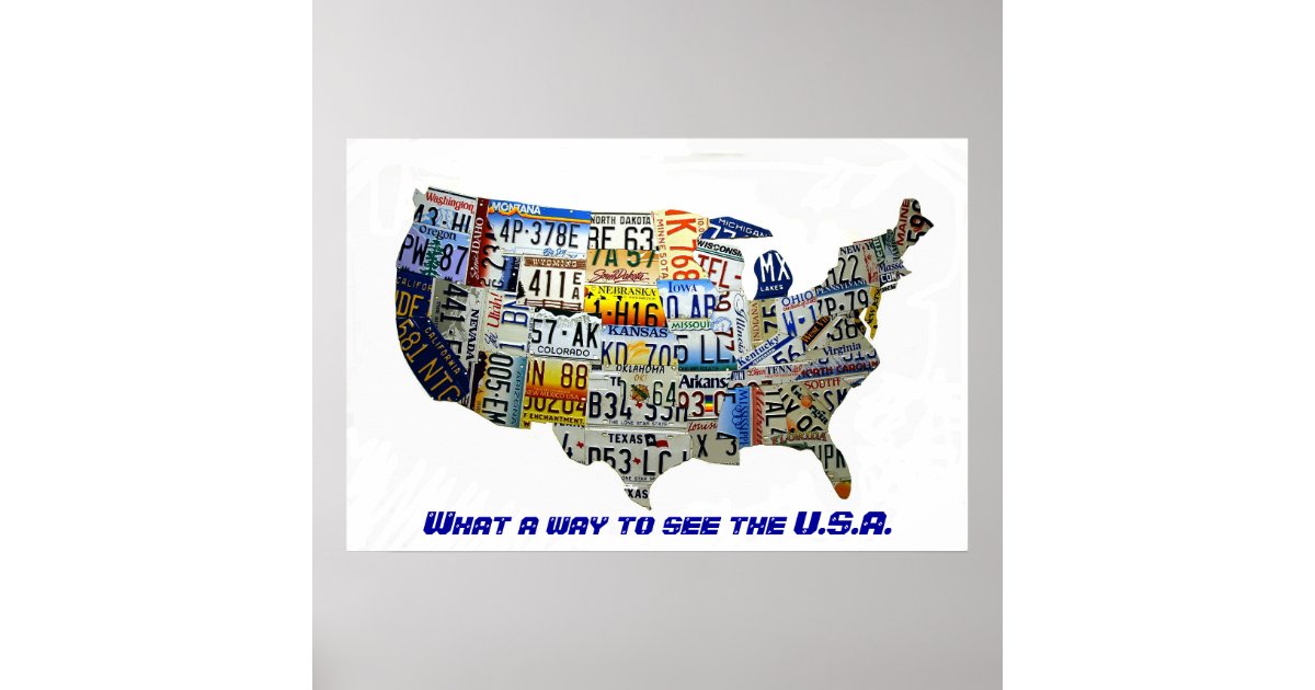 United States License Plate Map Poster | Zazzle