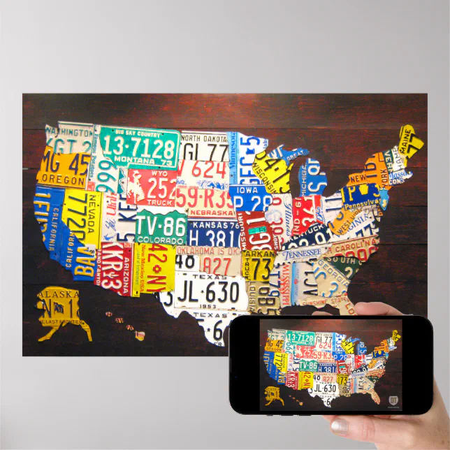 United States License Plate Map Poster | Zazzle