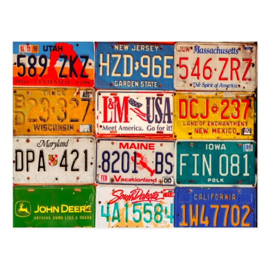 United States License Plates Art America Postcard | Zazzle.com