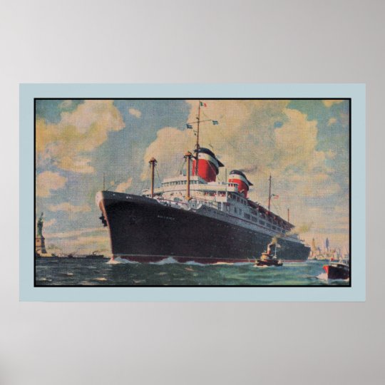 United States Lines SS America aquarelle Poster | Zazzle.com