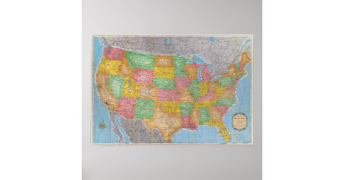 United States Map 3 Poster | Zazzle