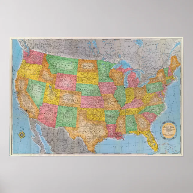 United States Map 3 Poster | Zazzle