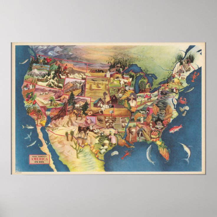 United States Map - American Farming & Agriculture Poster | Zazzle