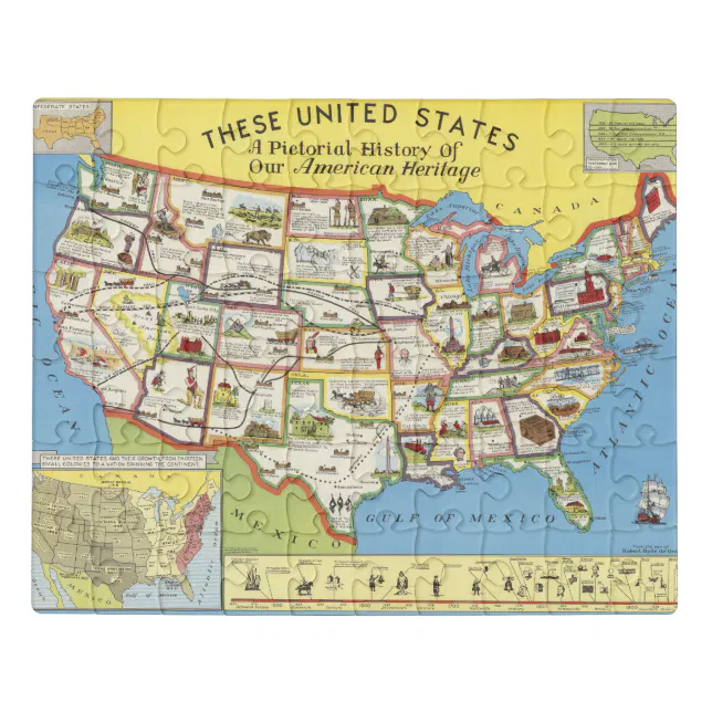 United States Map - American Heritage Jigsaw Puzzle | Zazzle