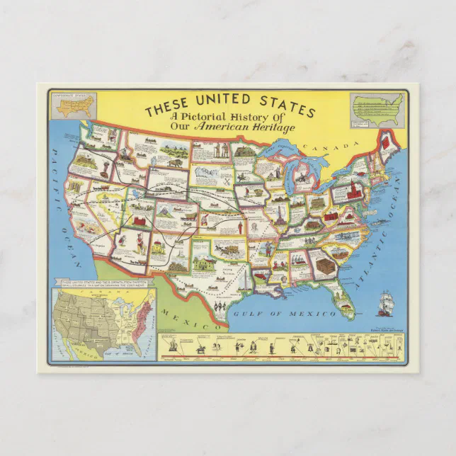United States Map - American Heritage Postcard | Zazzle