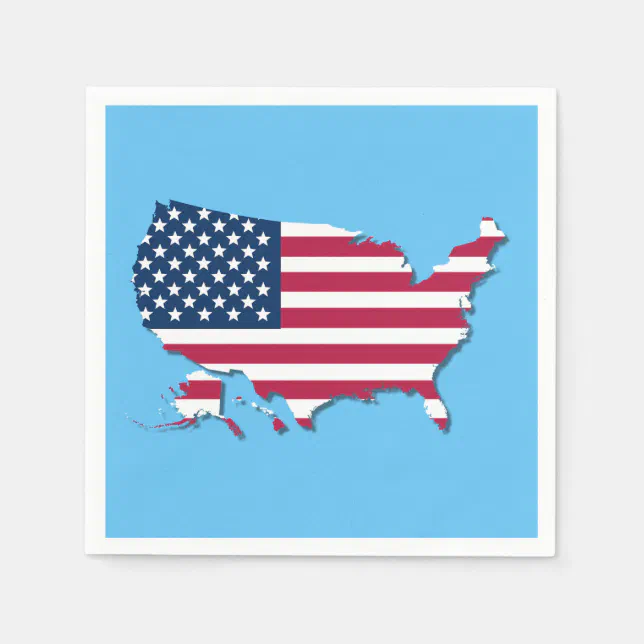 United States Map and Flag White Red and Blue Napkins | Zazzle