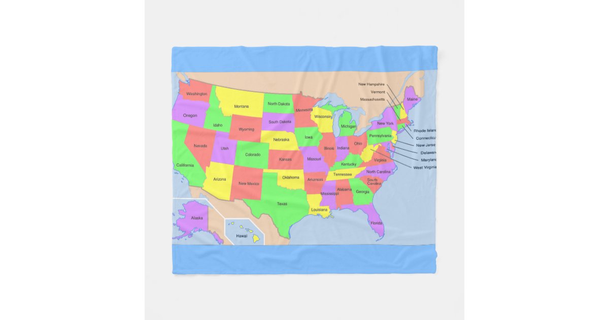 United States Map Fleece Blanket | Zazzle