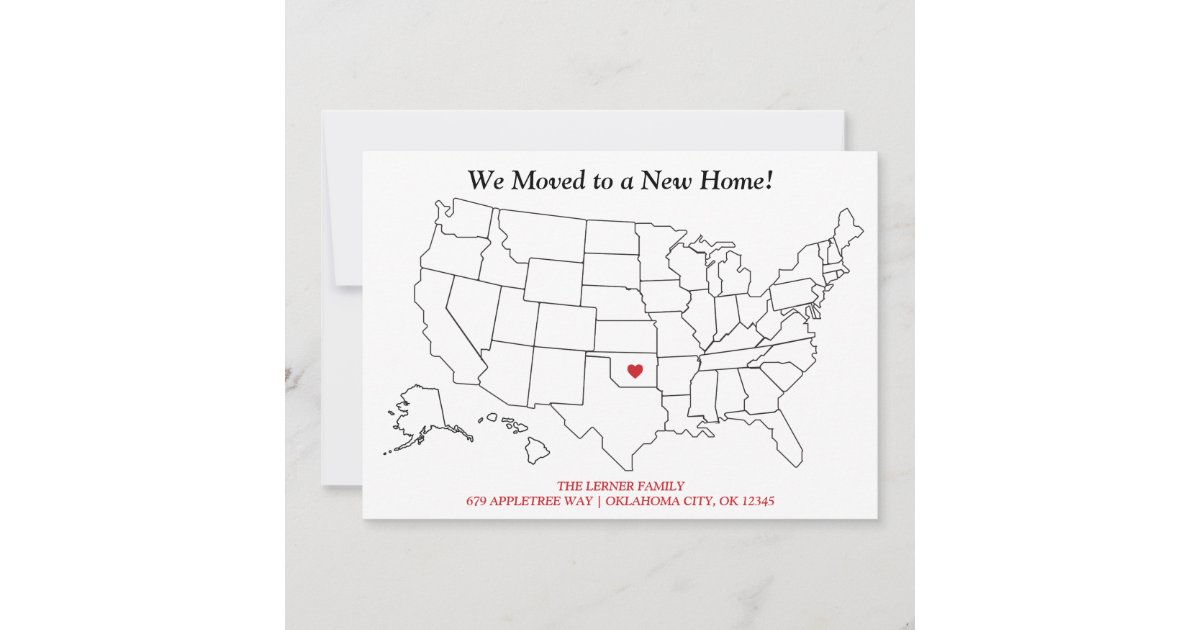 United States Map New Home Moving Announcement | Zazzle