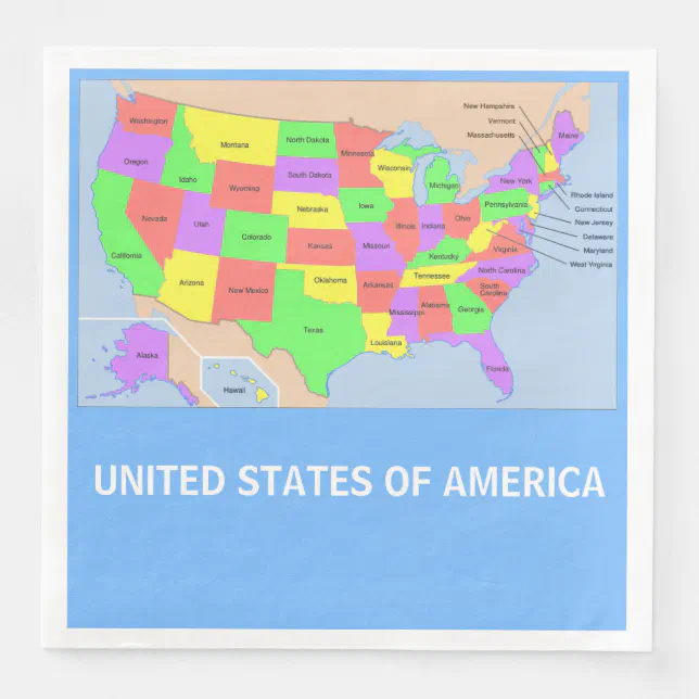 United States Map on Paper Napkins | Zazzle
