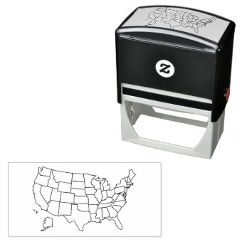 United States map with outlines of states Self-inking Stamp | Zazzle