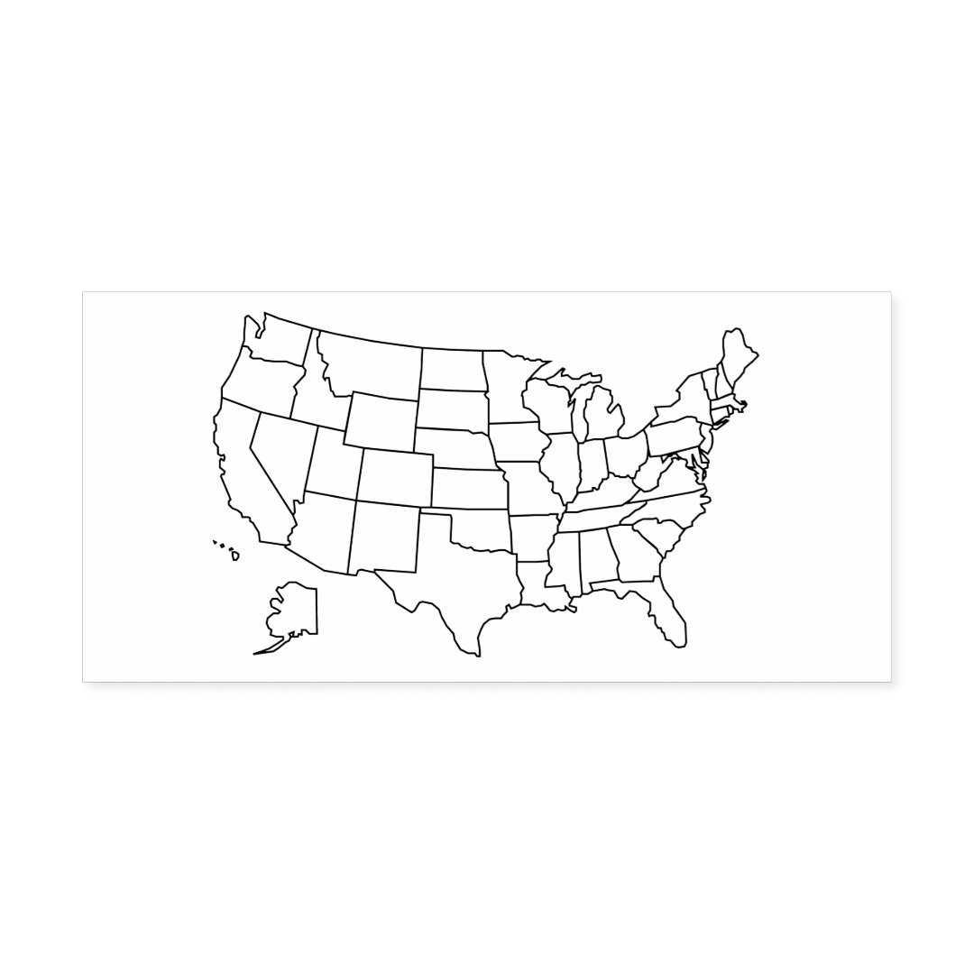 United States map with outlines of states Self-inking Stamp | Zazzle