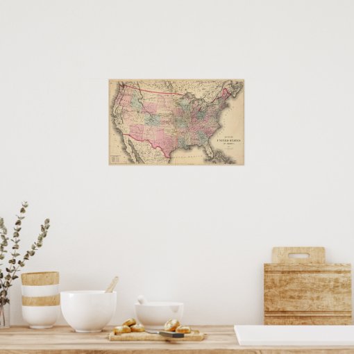 United States Map with Pony Express Route Poster | Zazzle