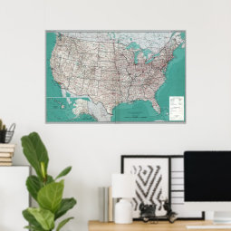 United States Maps, Printed Road Map Poster | Zazzle