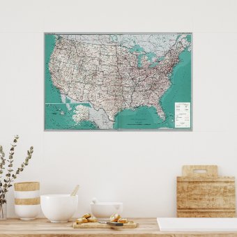 United States Maps, Printed Road Map Poster | Zazzle