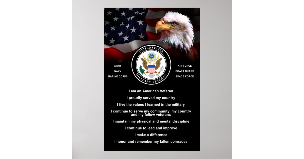 United States Military VETERAN Creed Poster | Zazzle