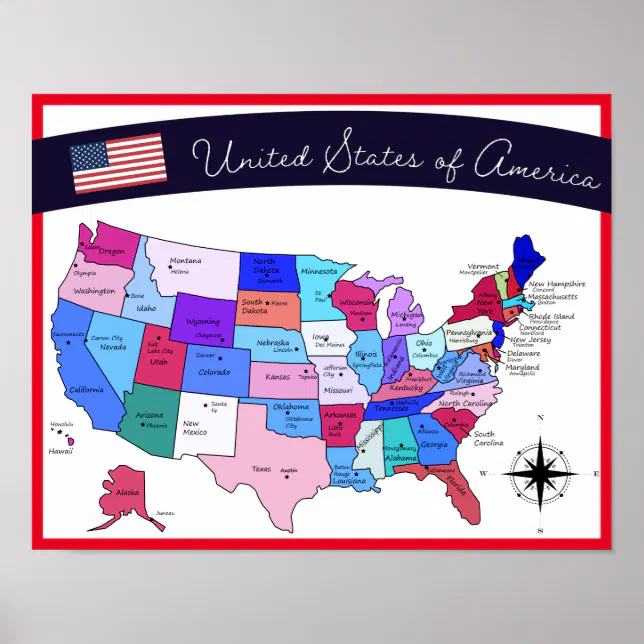 United States of America Educational Home School Poster | Zazzle