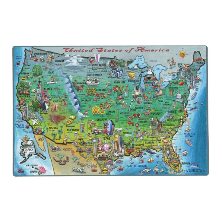 United States of America Fun Map Placemat | Zazzle