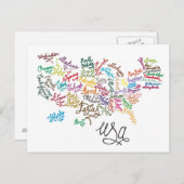 United States of America Script Text Map Postcard | Zazzle