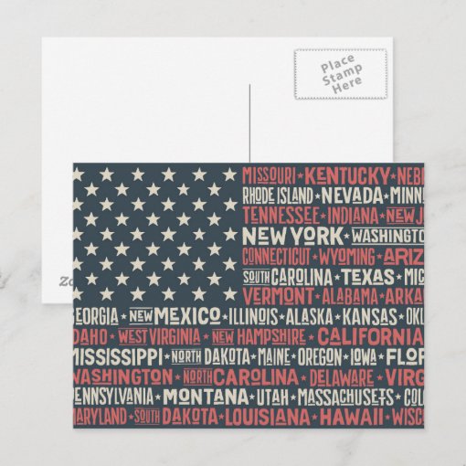 United States Of America |States & Capitals Postcard | Zazzle