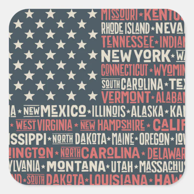 United States Of America |States & Capitals Square Sticker | Zazzle